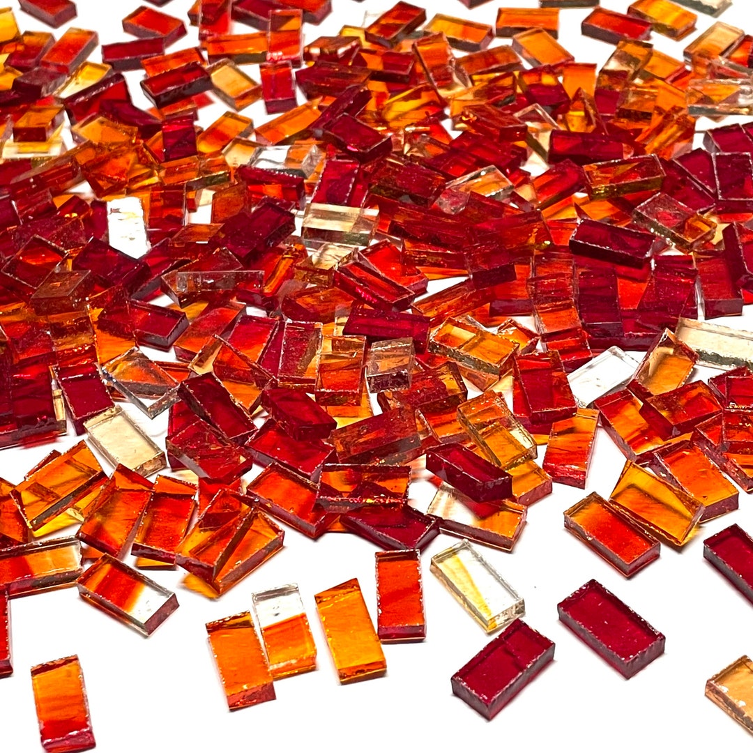 Small Transparent Red Stained Glass Mosaic Tile Border Pieces - Etsy