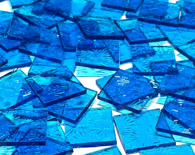 1" Transparent Blue Stained Glass Mosaic Tiles - Etsy