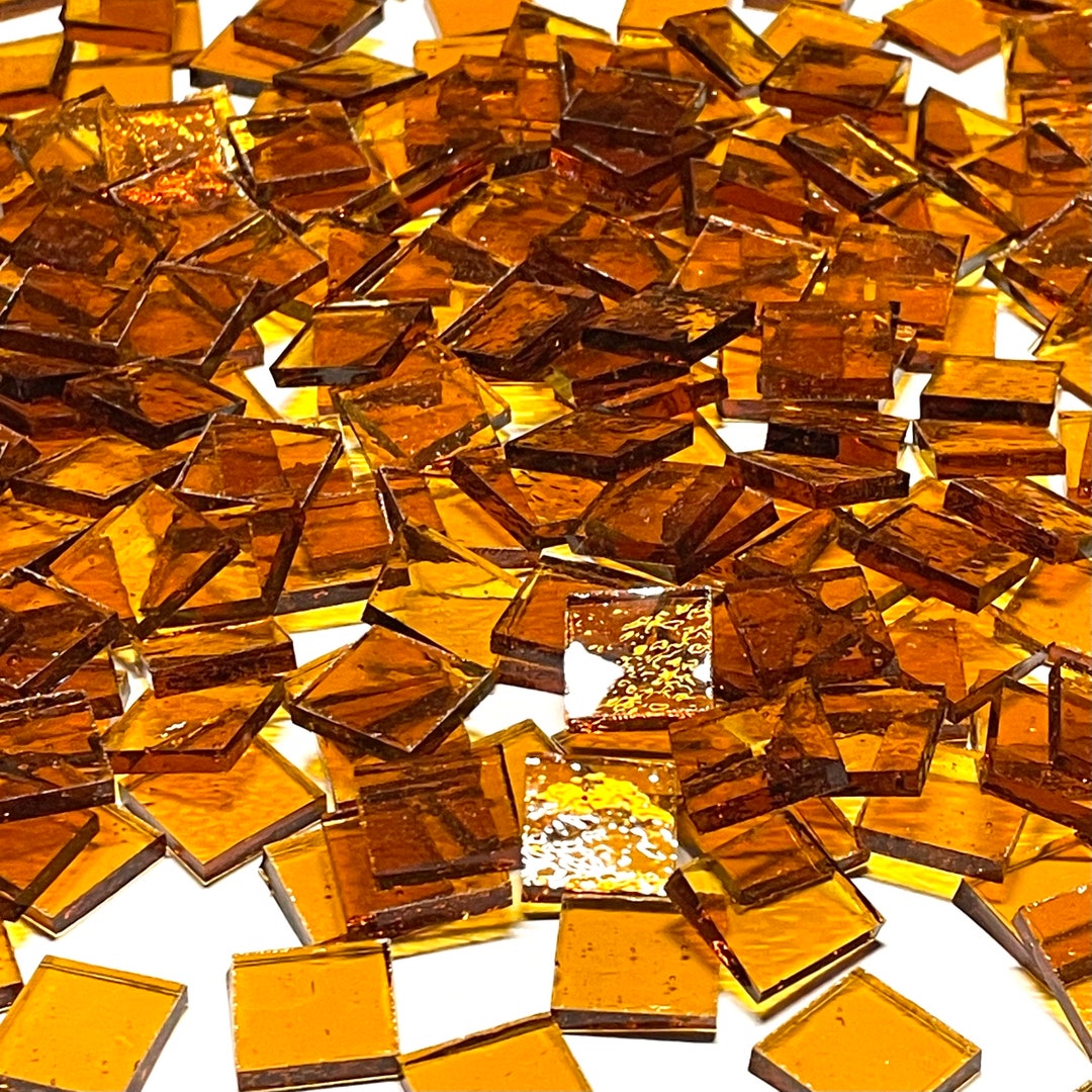 1/2" Transparent Amber Stained Glass Mosaic Tiles - Etsy