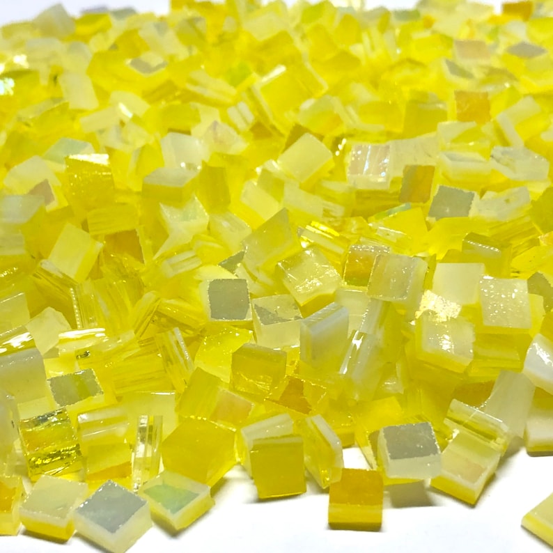 1/4" Iridescent Yellow Stained Glass Mosaic Tiles - Etsy