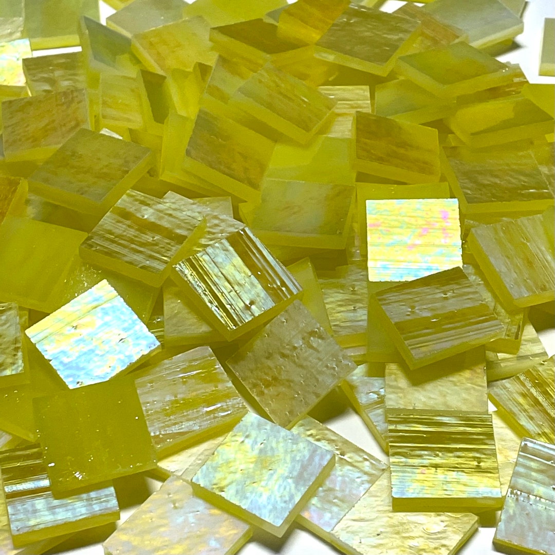 3/4" Iridescent Yellow Stained Glass Mosaic Tiles - Etsy