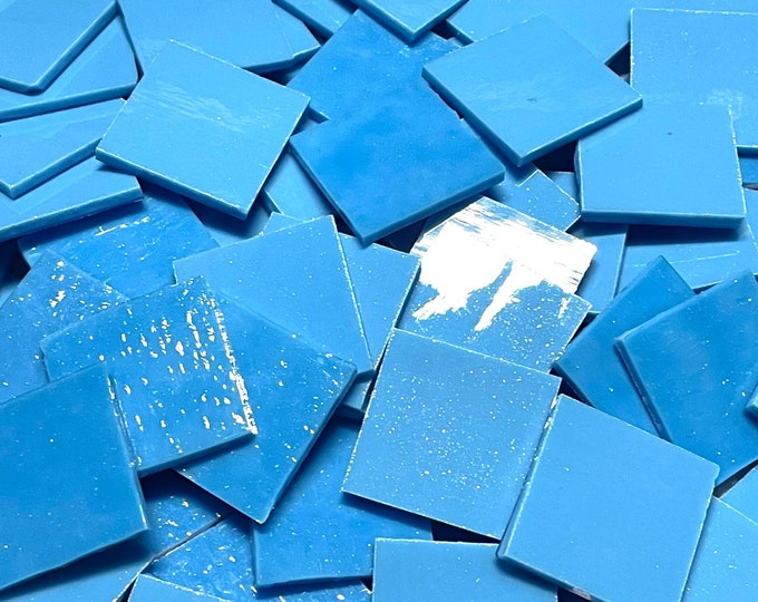 1" Opaque Blue Stained Glass Mosaic Tiles - Etsy