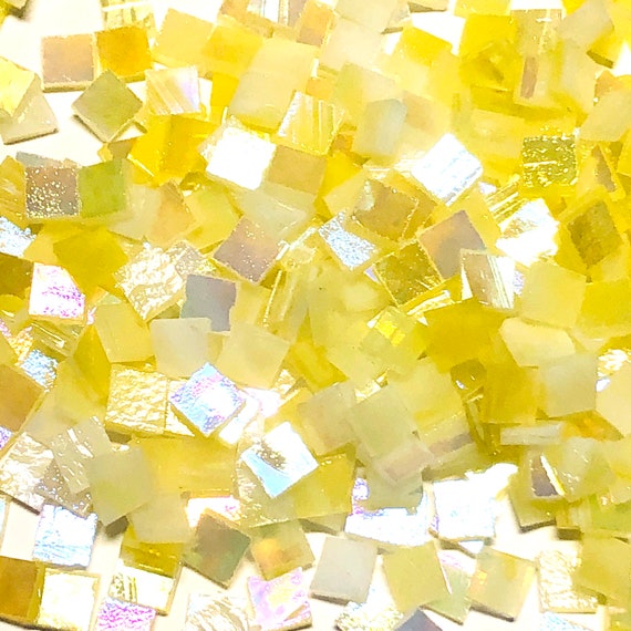 3/8 Iridescent Yellow Stained Glass Mosaic Tiles | Etsy