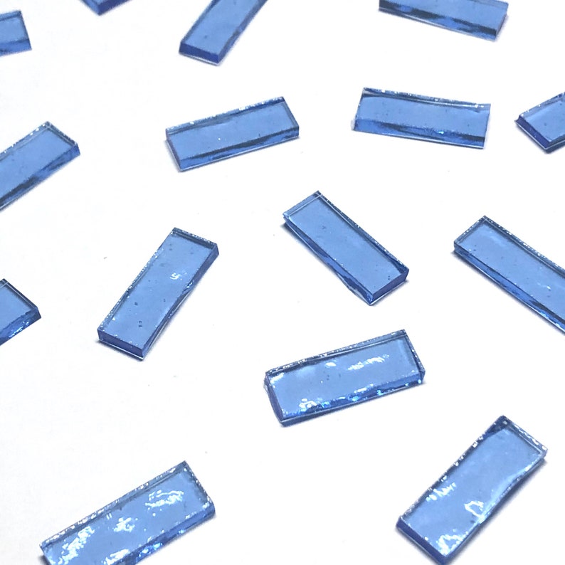 Border Pieces Rectangles Blue Stained Glass Mosaic Tiles Craft Supplies ...