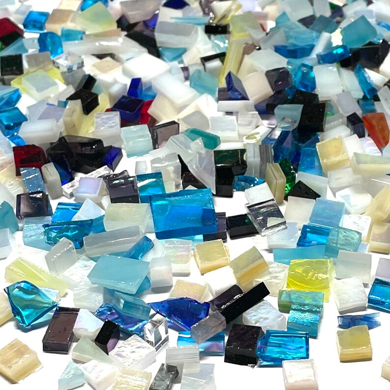 Iridescent Stained Glass Mosaic Tile Mix - Etsy