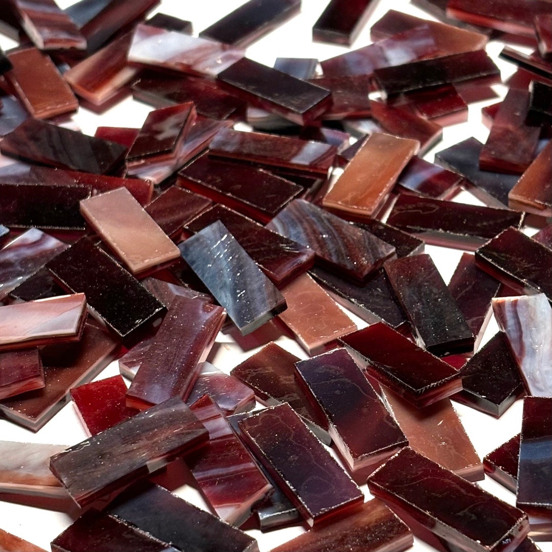 Large Opaque Red Stained Glass Mosaic Tile Border Pieces - Etsy