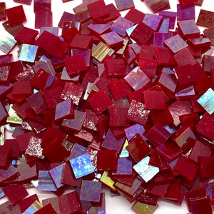 1/2" Iridescent Red Stained Glass Mosaic Tiles - Etsy