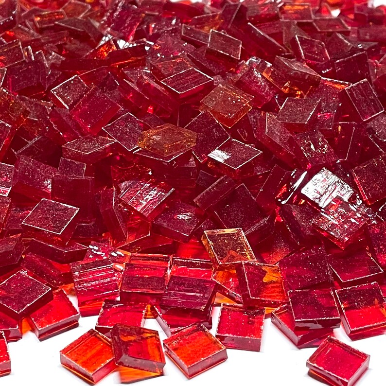 3/8 Transparent Red Stained Glass Mosaic Tiles | Etsy