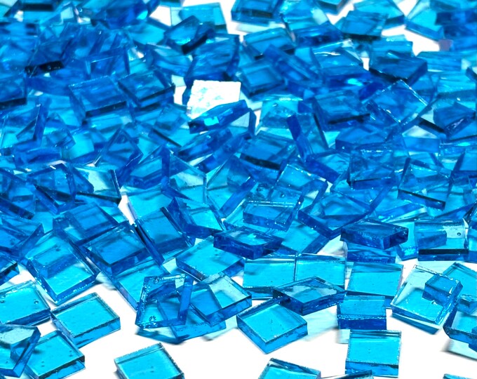 3/4 Transparent Blue Stained Glass Mosaic Tiles - Etsy