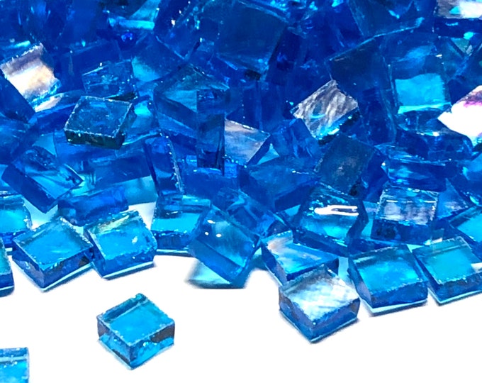 1/4" Blue Iridescent Stained Glass Mosaic Tiles - Etsy