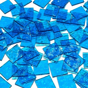 1 Transparent Blue Stained Glass Mosaic Tiles - Etsy