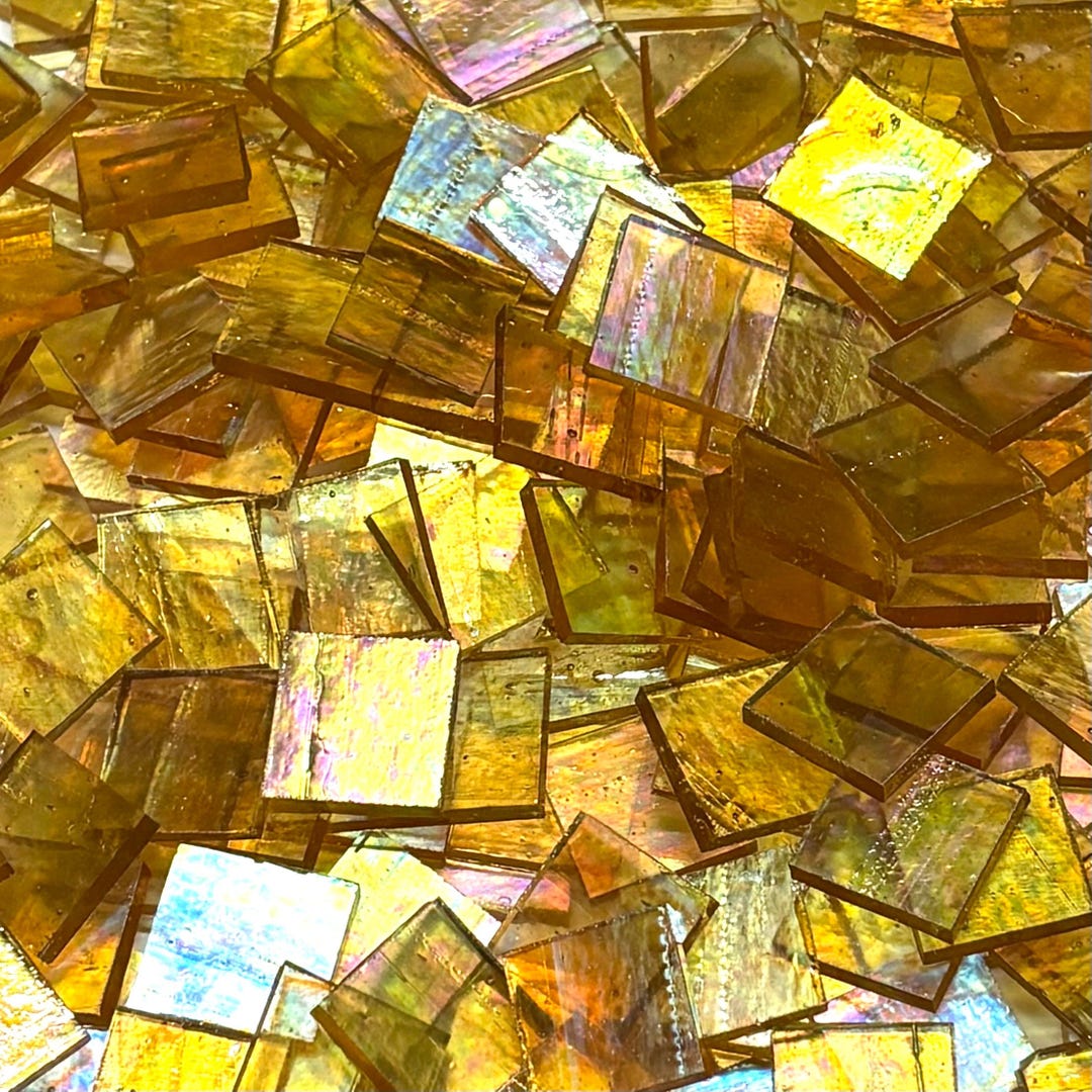 3/4" Iridescent Amber Stained Glass Mosaic Tiles - Etsy