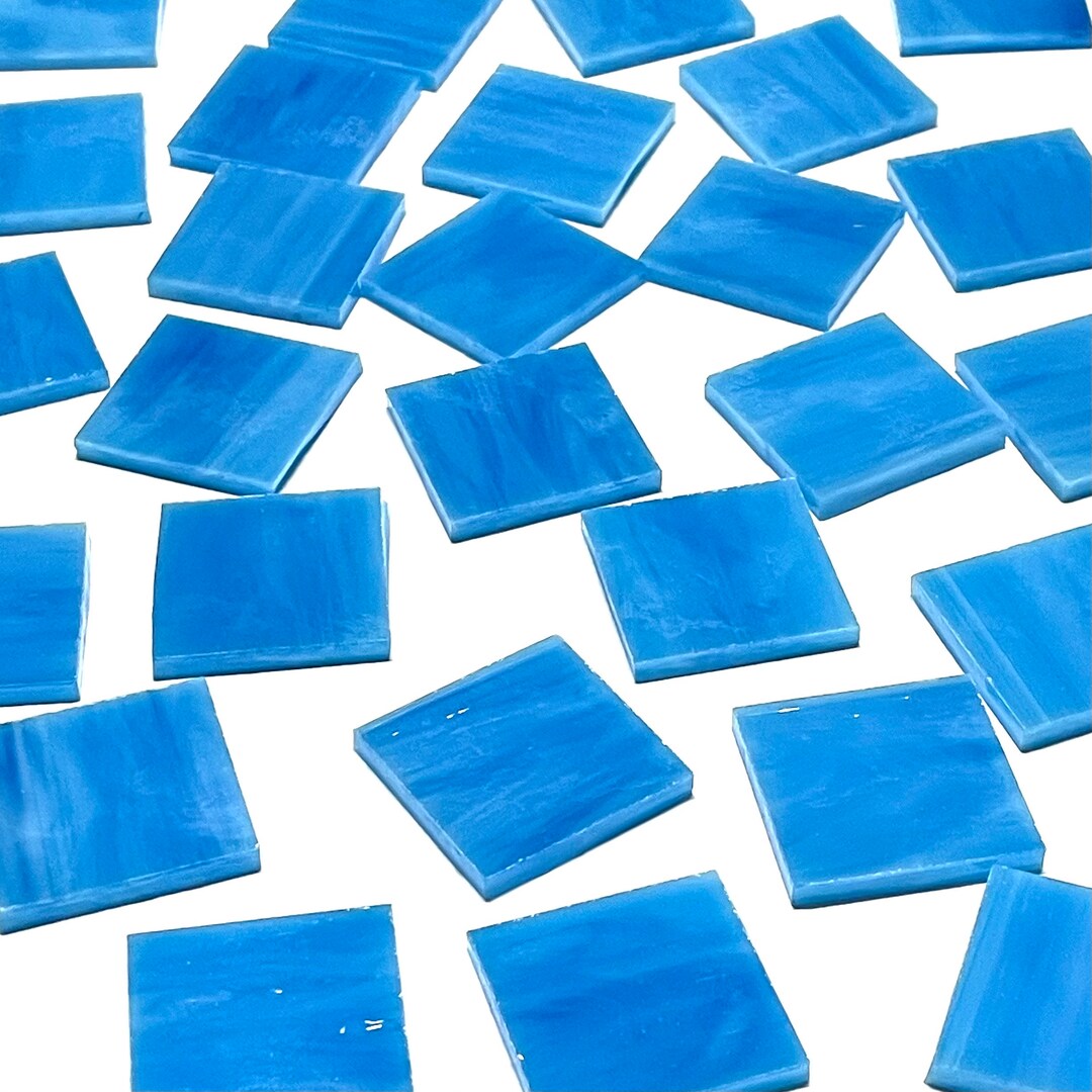 1" Opaque Blue Stained Glass Mosaic Tiles - Etsy