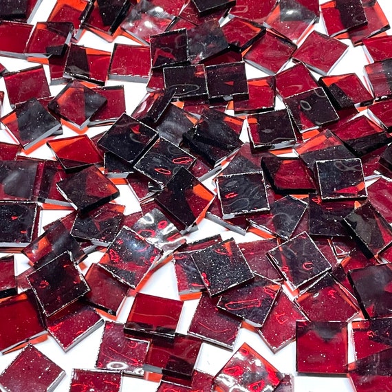1/2 Transparent Red Stained Glass Mosaic Tiles - Etsy