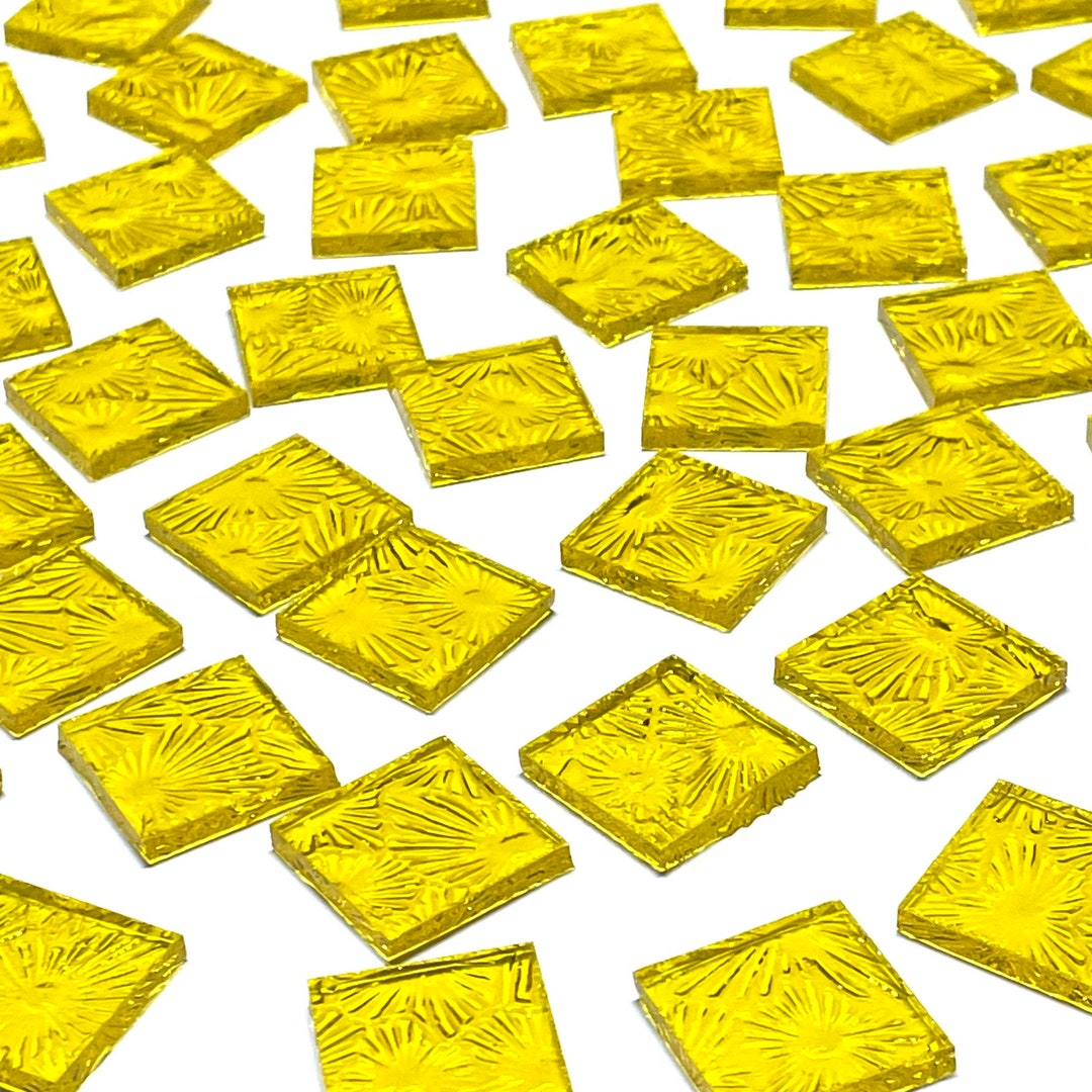 3/4" Transparent Yellow Stained Glass Mosaic Tiles - Etsy