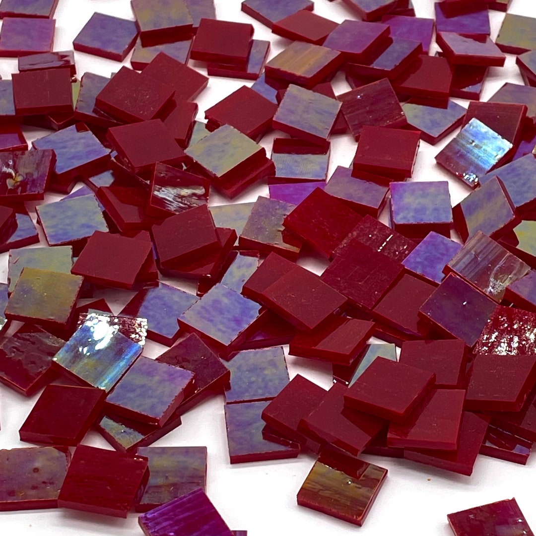 1/2" Iridescent Red Stained Glass Mosaic Tiles - Etsy