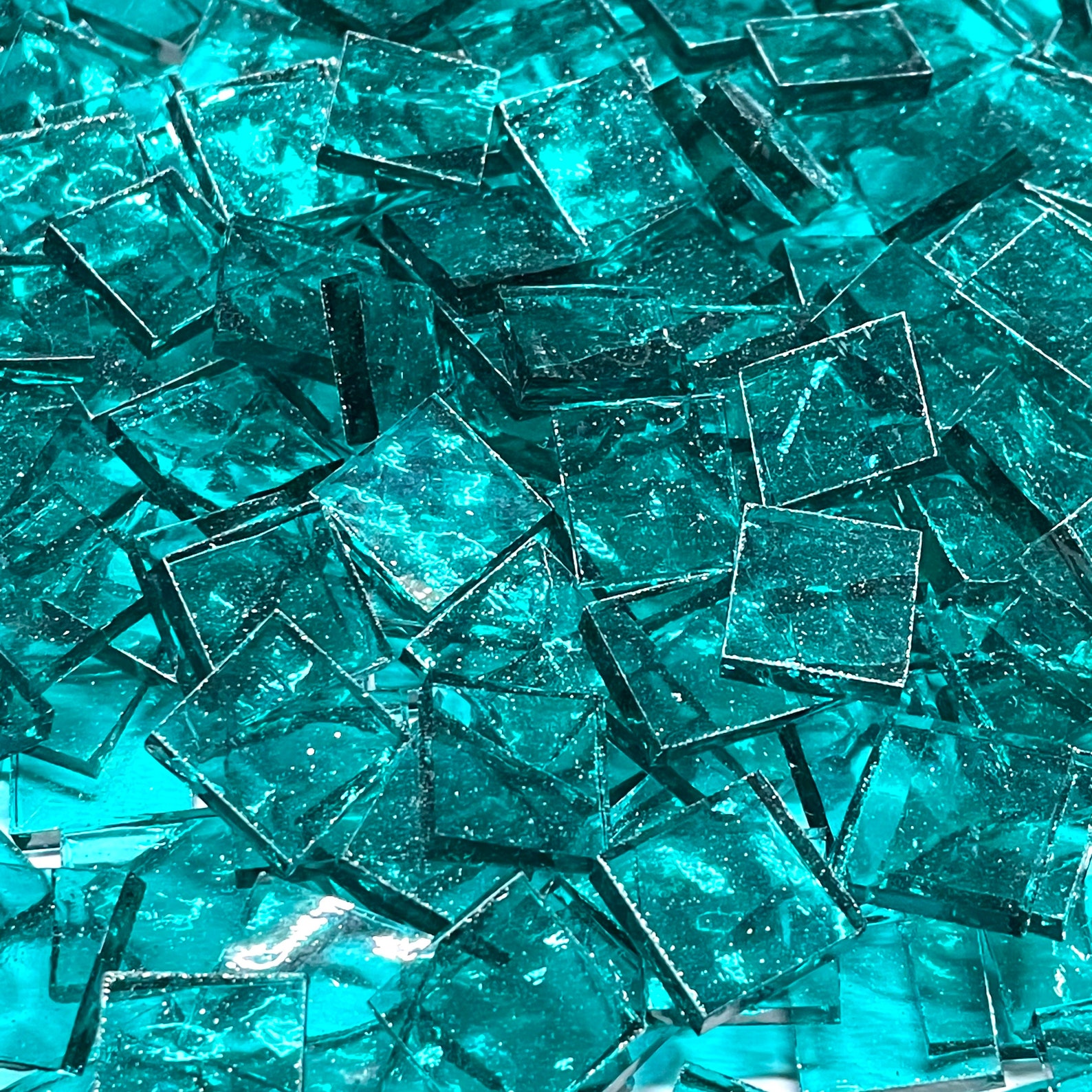 1/2 Transparent Blue Stained Glass Mosaic Tiles - Etsy