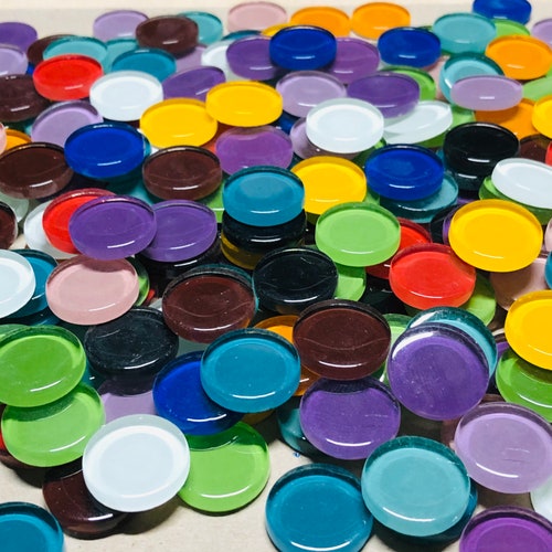 24 Iridescent Round Glass Tiles Iridescent Tiles Round - Etsy