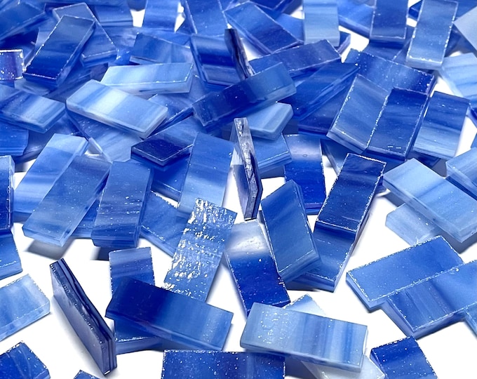 Opaque Blue Stained Glass Mosaic Tile Border Pieces - Etsy