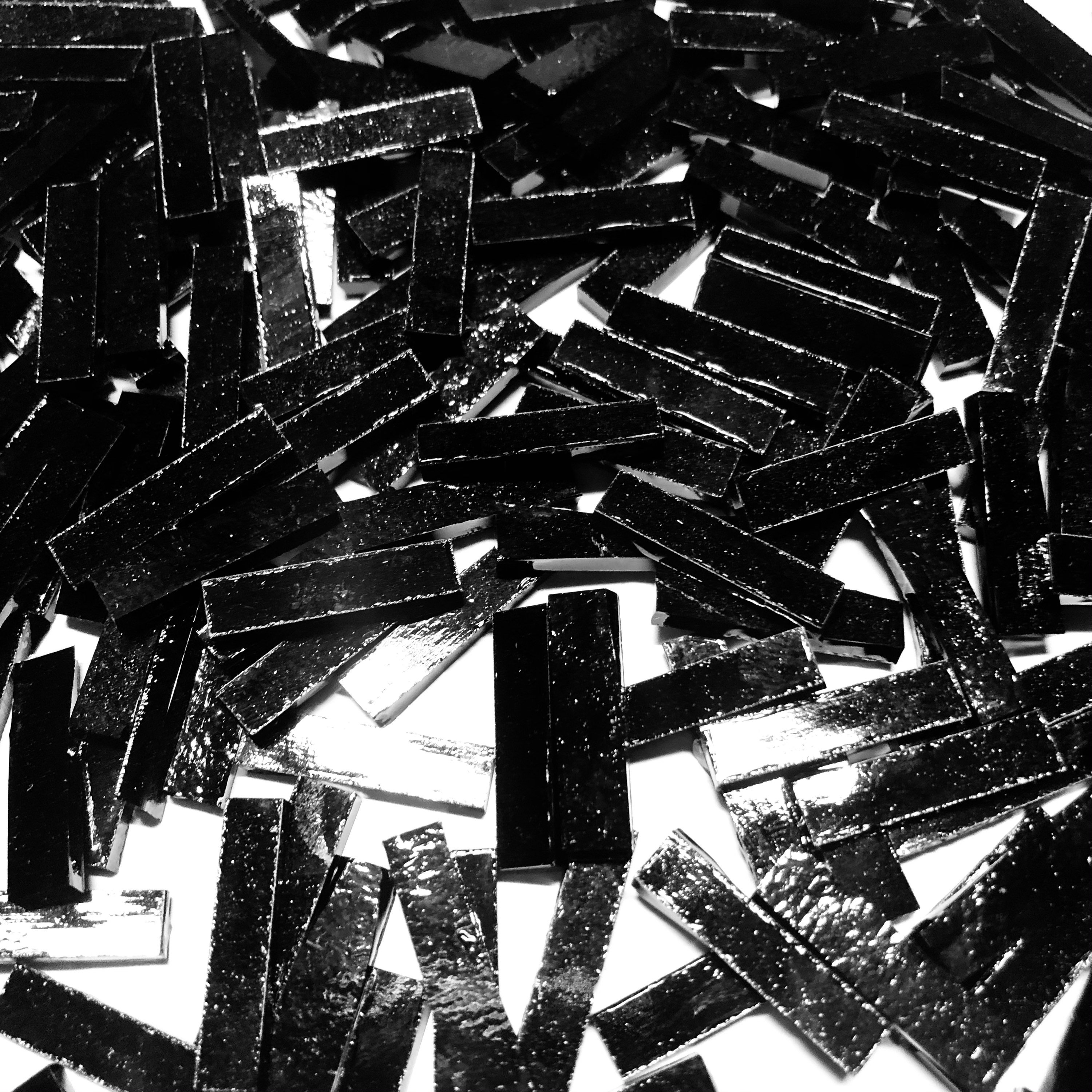 Opaque Black Stained Glass Mosaic Tile Border Pieces - Etsy