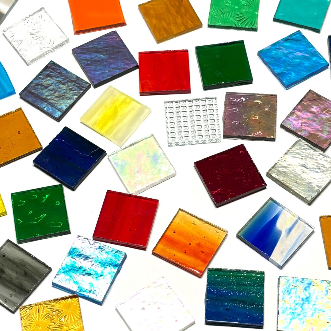 1" Transparent Stained Glass Mosaic Tile Mix - Etsy