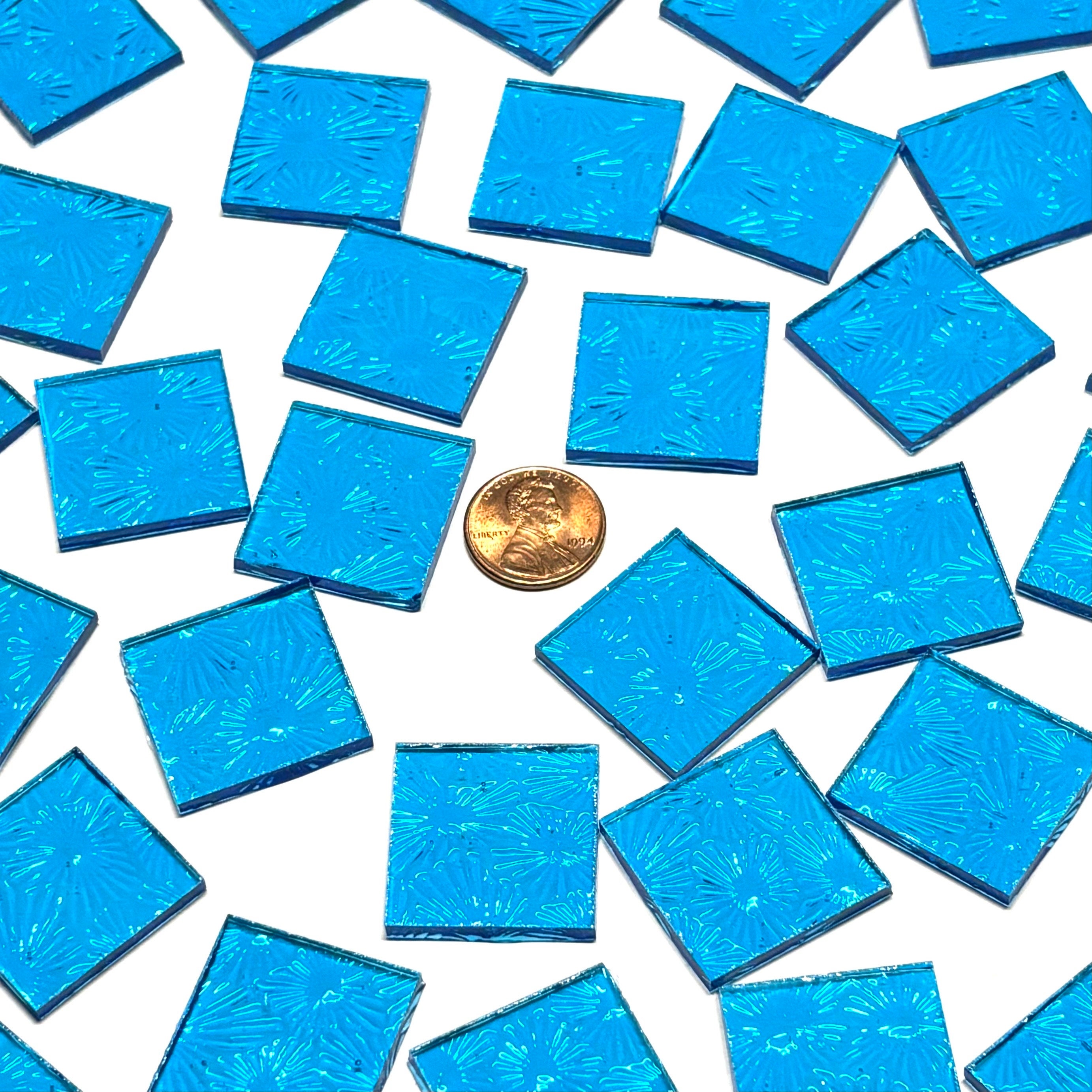 1" Transparent Blue Stained Glass Mosaic Tiles - Etsy