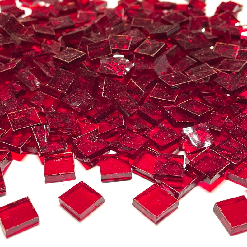 3/8 Transparent Red Stained Glass Mosaic Tiles - Etsy