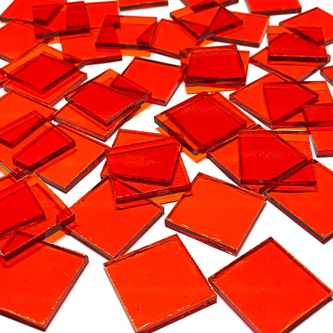 1 Transparent Orange Stained Glass Mosaic Tiles - Etsy