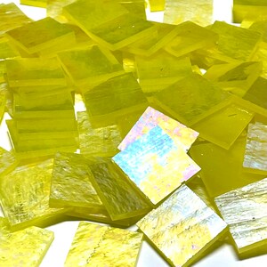 1 Iridescent Yellow Stained Glass Mosaic Tiles - Etsy