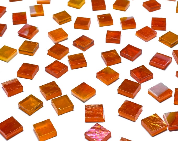 3/8" Iridescent Orange Stained Glass Mosaic Tiles - Etsy