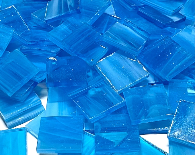 3/4" Transparent Blue Stained Glass Mosaic Tiles - Etsy