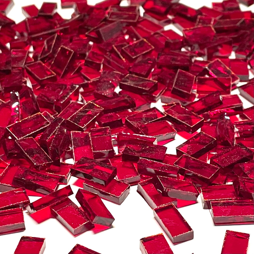 Small Transparent Red Stained Glass Mosaic Tile Border Pieces - Etsy