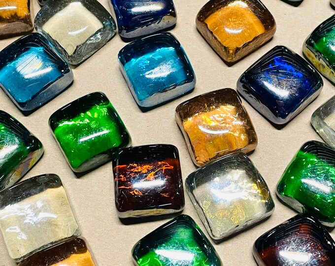 10 Large Square Glass Tiles - Etsy