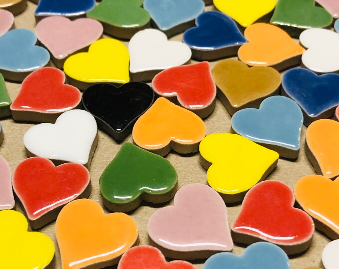 30 Ceramic Heart Tiles - Etsy