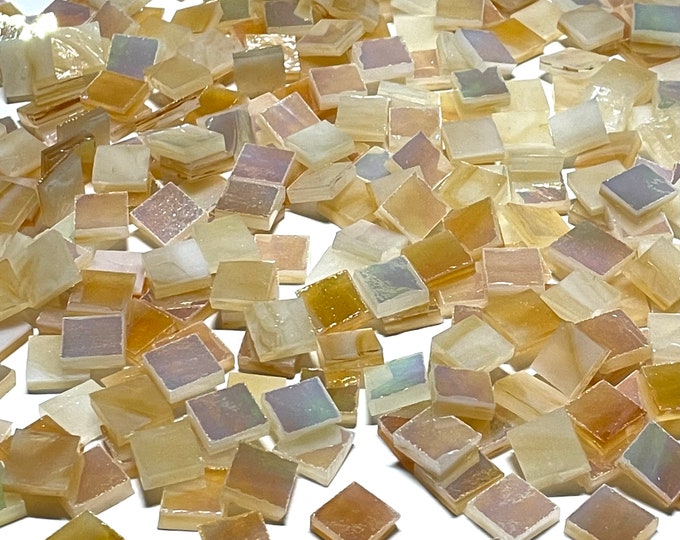 3/8" Iridescent Tan Stained Glass Mosaic Tiles - Etsy