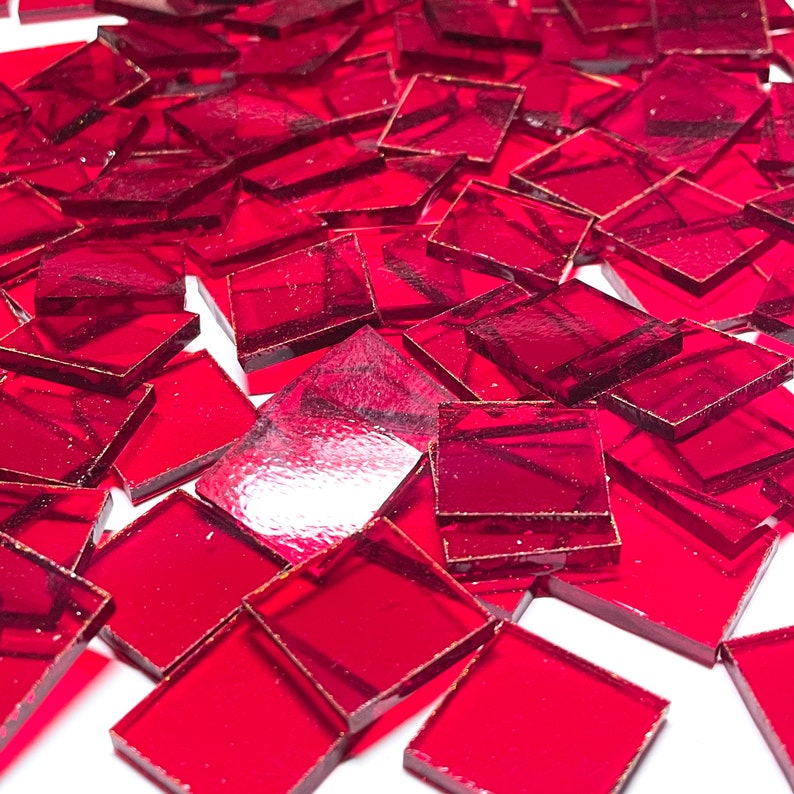 3/4" Transparent Red Stained Glass Mosaic Tiles - Etsy