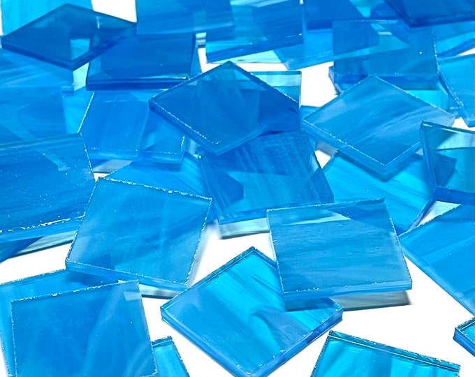 1" Transparent Blue Stained Glass Mosaic Tiles - Etsy