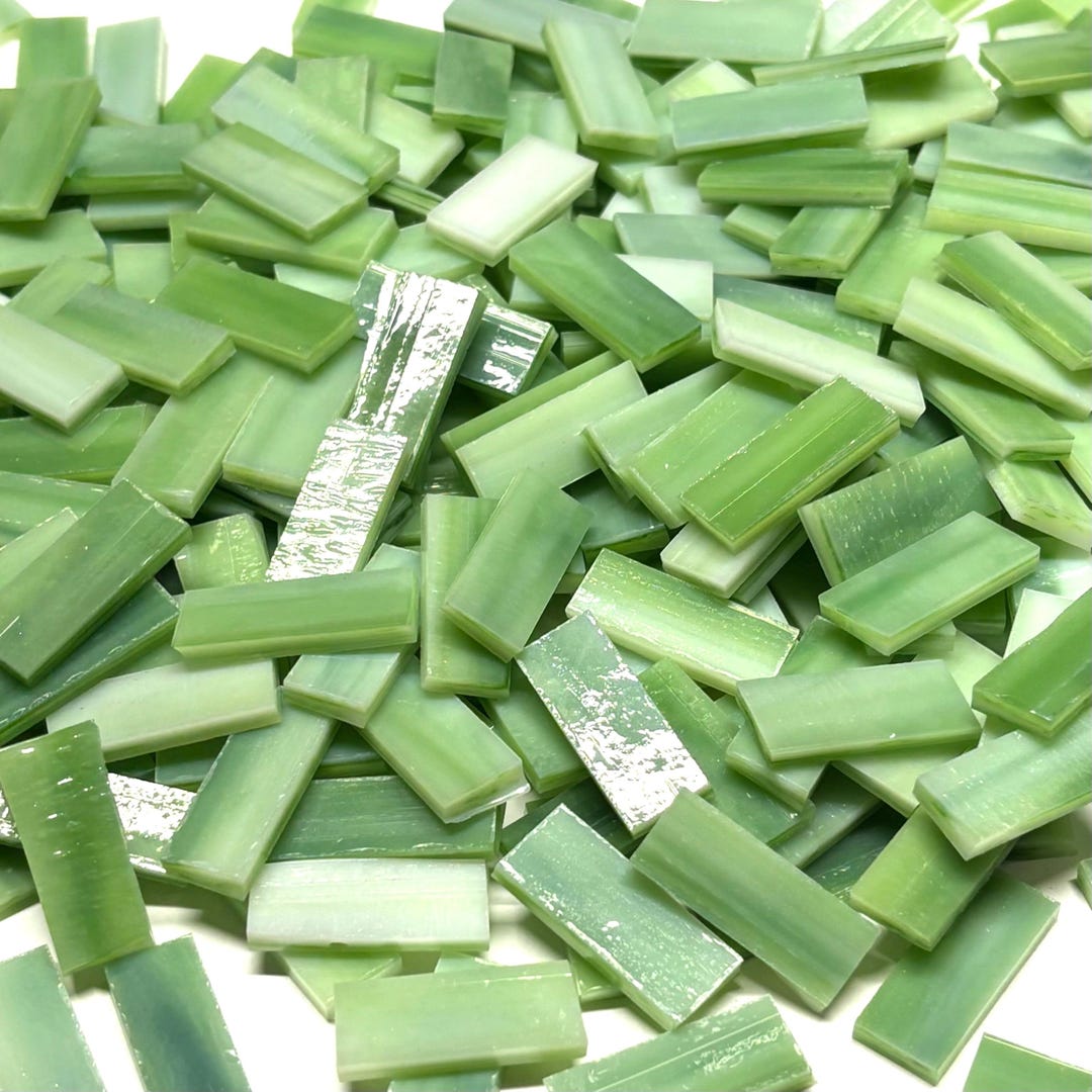 Opaque Green Stained Glass Mosaic Tile Border Pieces - Etsy