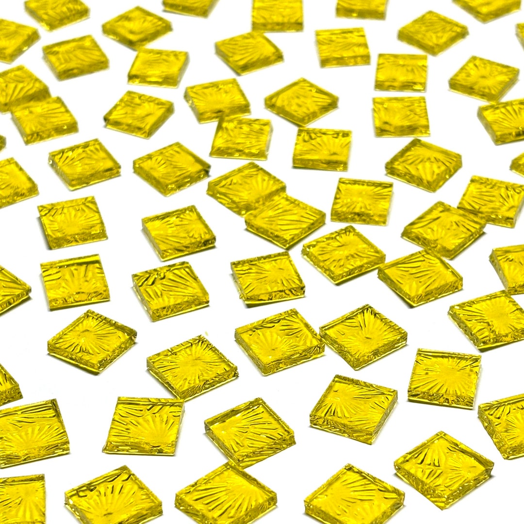 1/2" Transparent Yellow Stained Glass Mosaic Tiles - Etsy