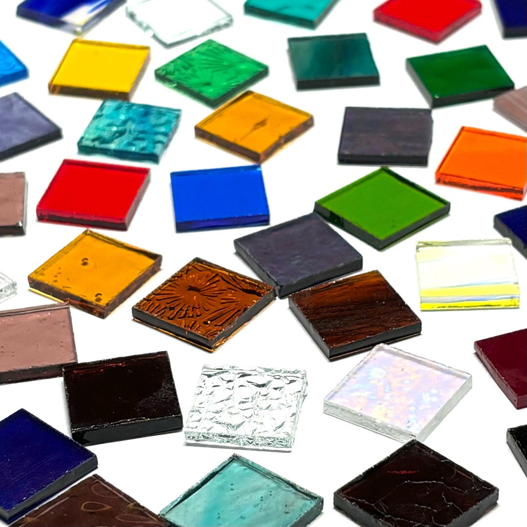 3/4" Transparent Stained Glass Mosaic Tile Mix - Etsy