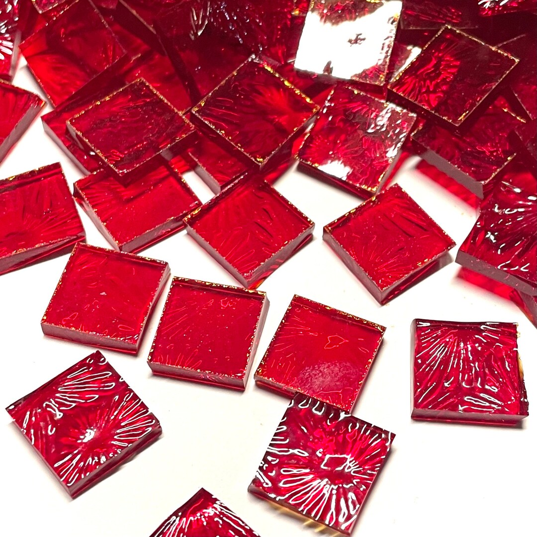 1/2" Transparent Red Stained Glass Mosaic Tiles - Etsy