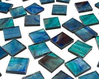 1/2 Transparent Blue Stained Glass Mosaic Tiles - Etsy