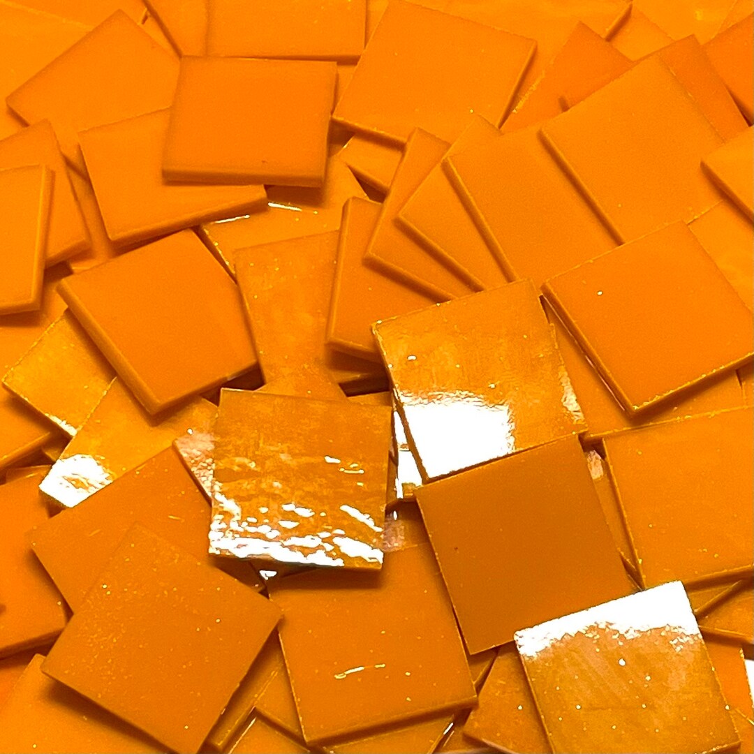 1 Opaque Orange Stained Glass Mosaic Tiles Etsy