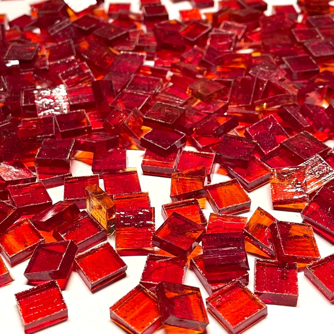 3/8 Transparent Red Stained Glass Mosaic Tiles | Etsy