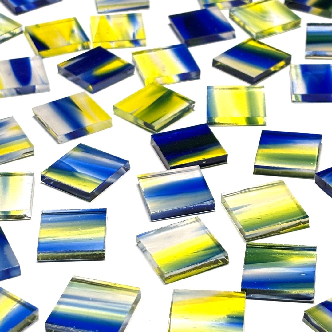 3/4" Transparent Yellow Stained Glass Mosaic Tiles - Etsy