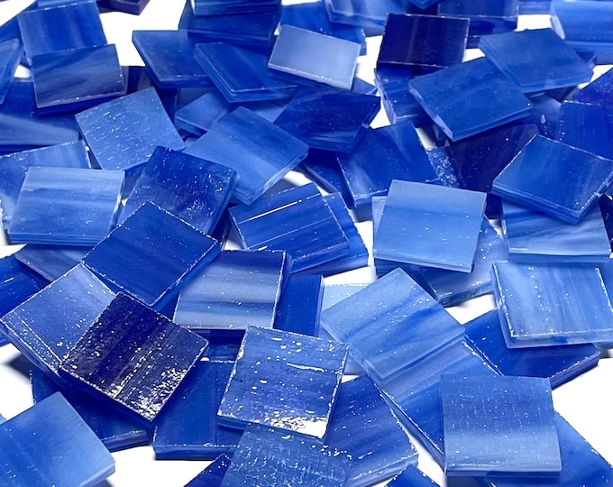 3/4" Opaque Blue Stained Glass Mosaic Tiles - Etsy