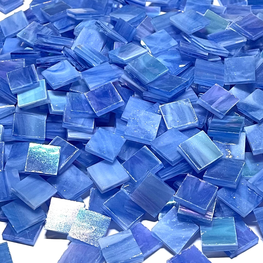1/2” Iridescent Blue Stained Glass Mosaic Tiles - Etsy