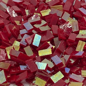 Small Iridescent Red Stained Glass Mosaic Tile Border Pieces - Etsy