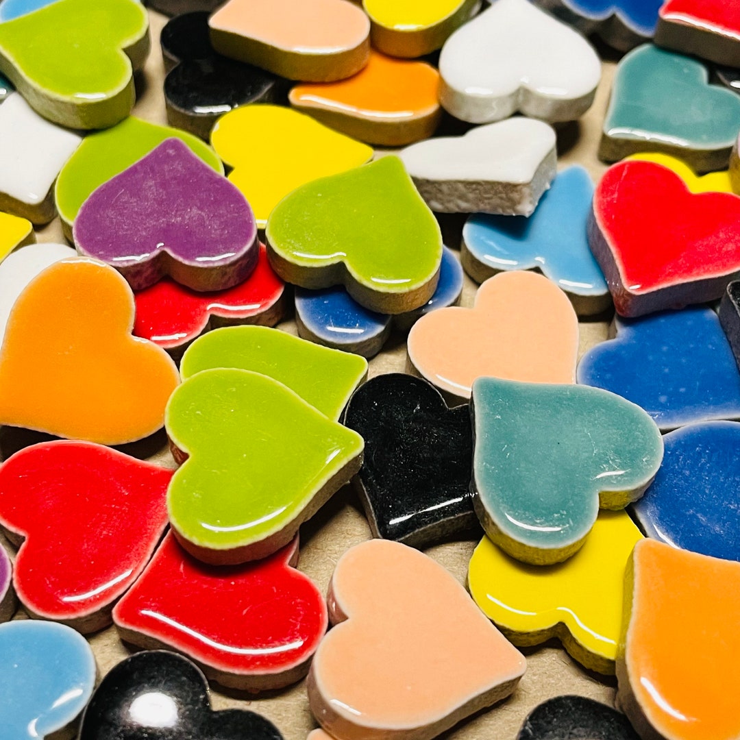 30 Ceramic Heart Tiles - Etsy