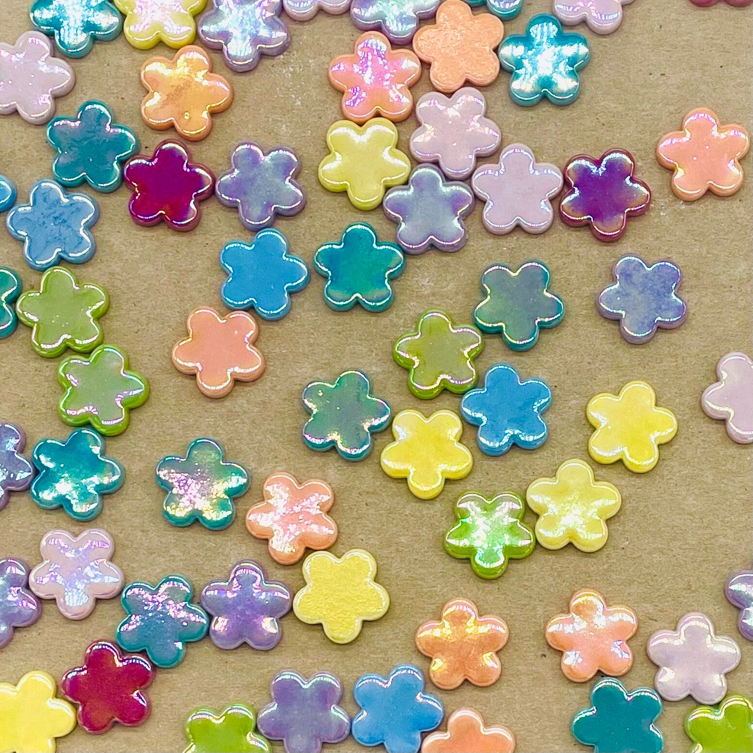 24 Iridescent Ceramic Flower Tiles - Etsy